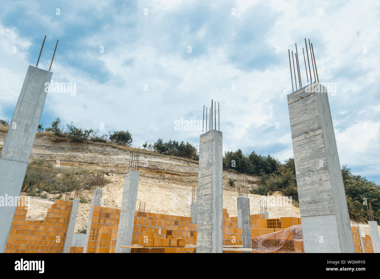 Brick wall in construction progress hi-res stock photography and images ...