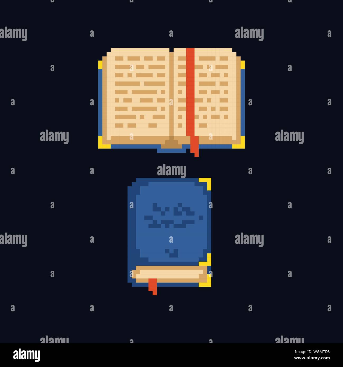 Pixel art design 8 bit retro icon - opened and closed book Stock Vector ...