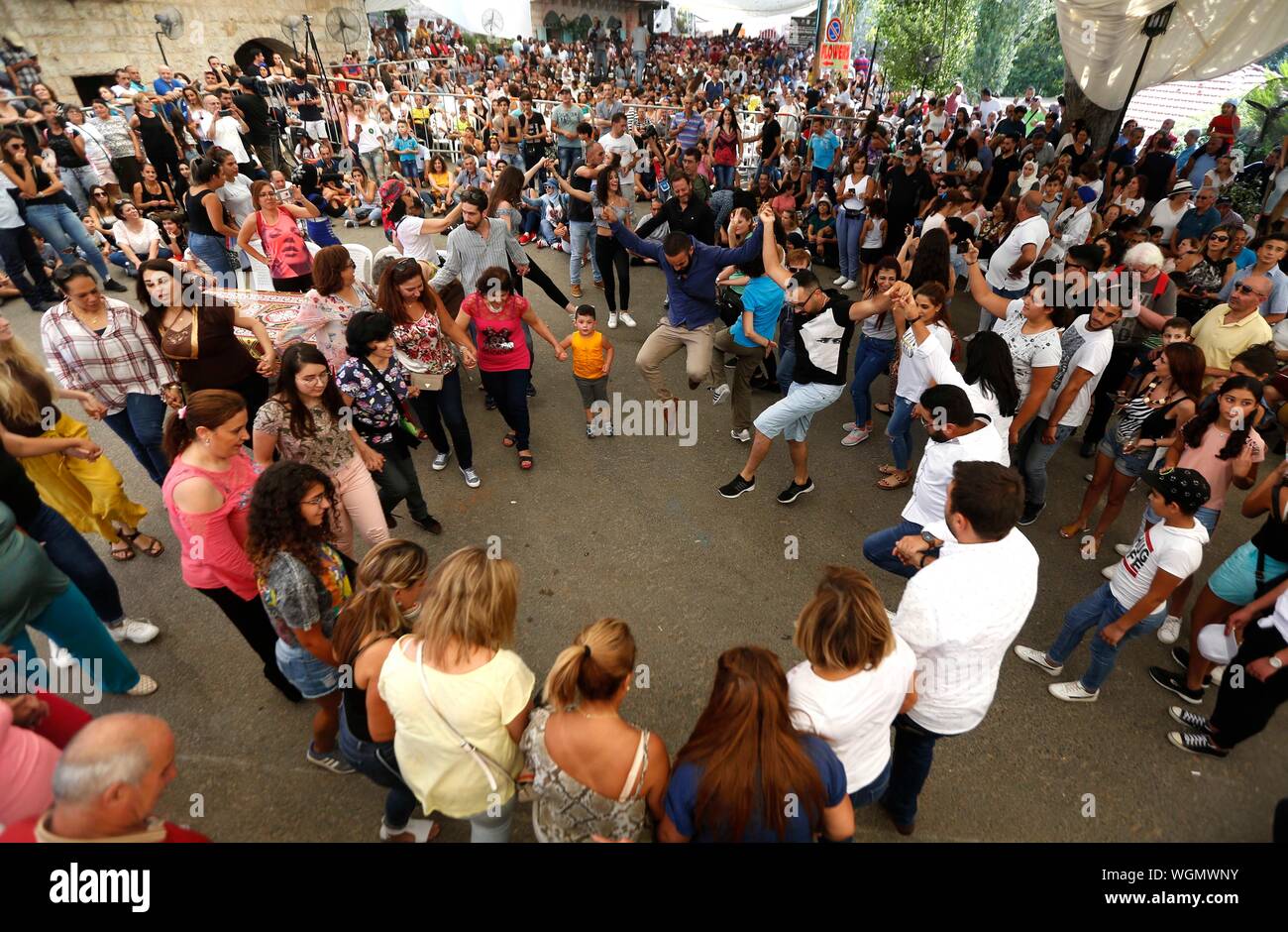 Maaser El Chouf, Lebanon. 1st Sept 2019. People learn Dabke dances on ...