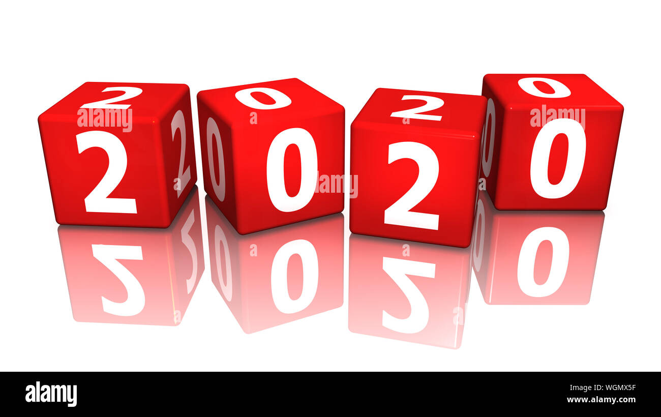 cube 2020 red 3d rendering Stock Photo - Alamy