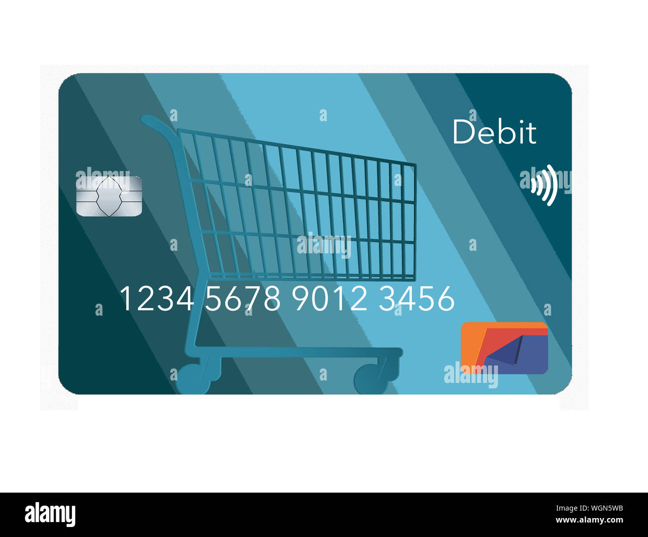 A mock generic debit bank card for making retail purchases has a ...