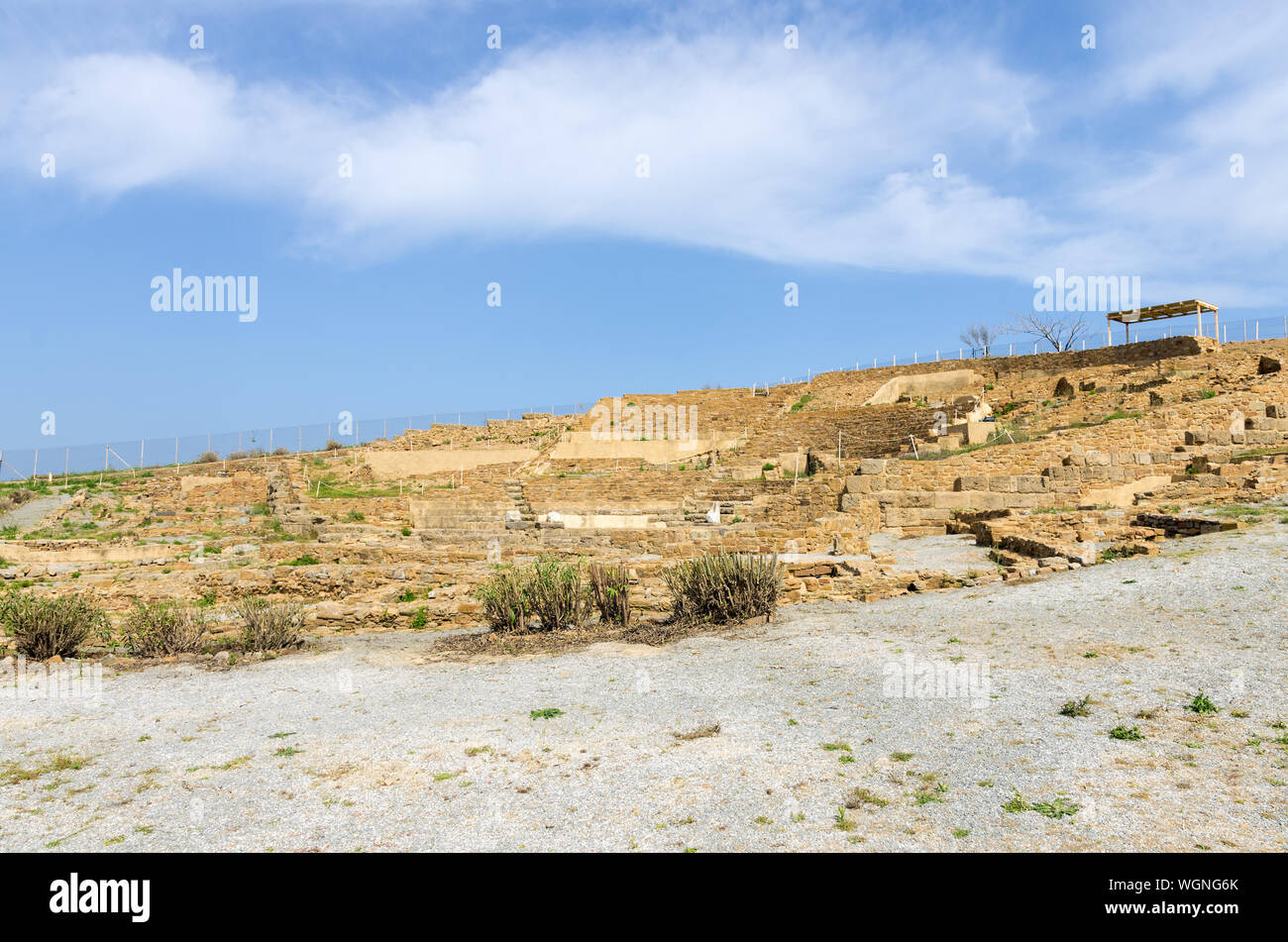 The ruins of the ancient theater in Hephaestia, Lemnos island, Greece ...
