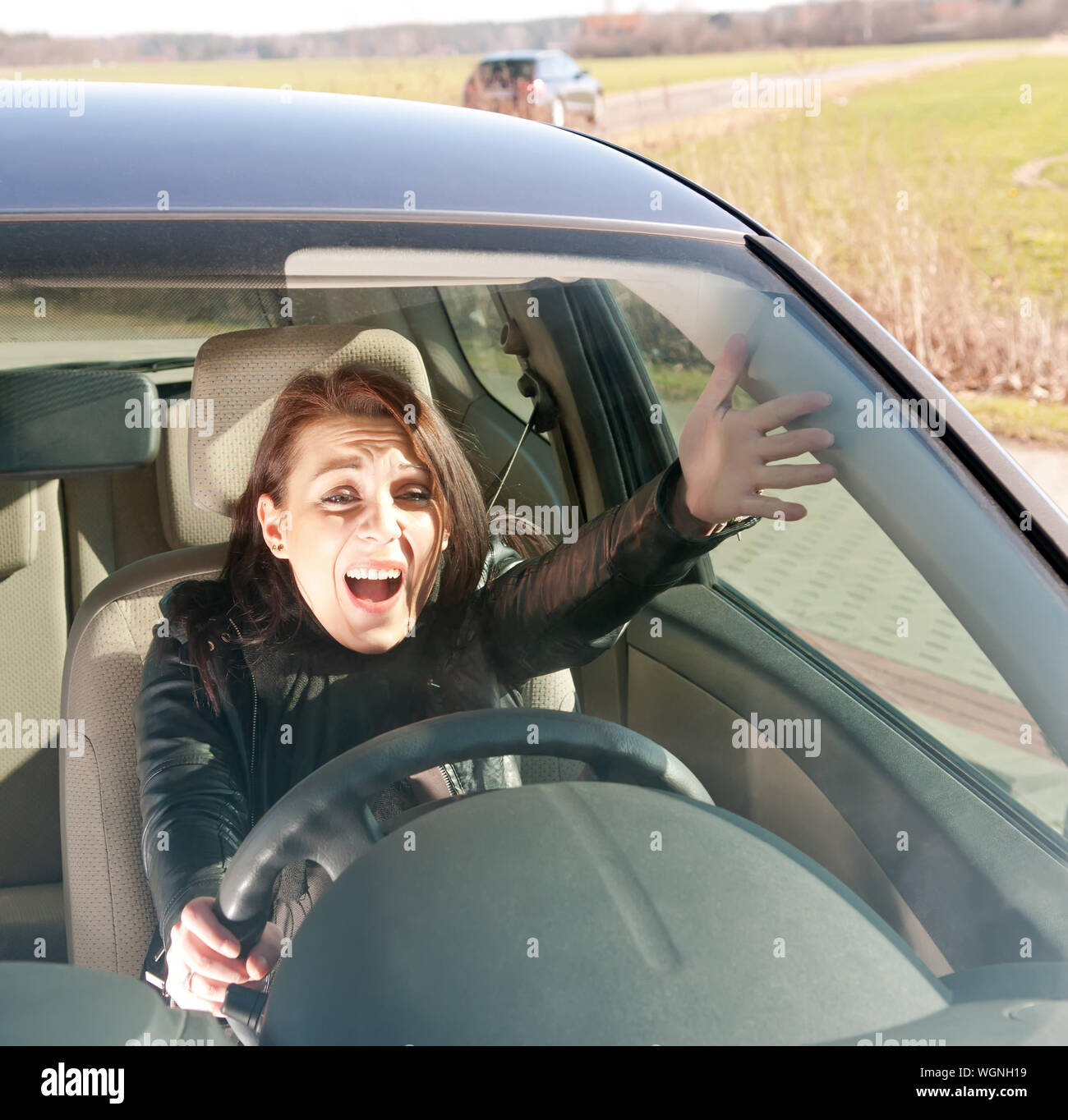 Angry woman car hi-res stock photography and images - Alamy