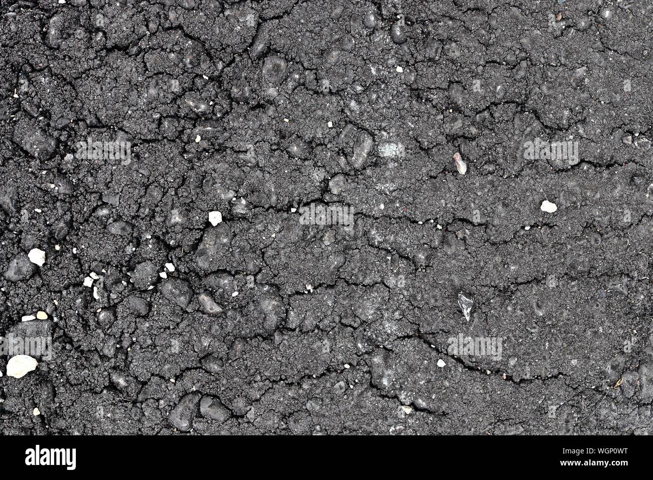 Detailed close up view on asphalt texture on different roads and ...