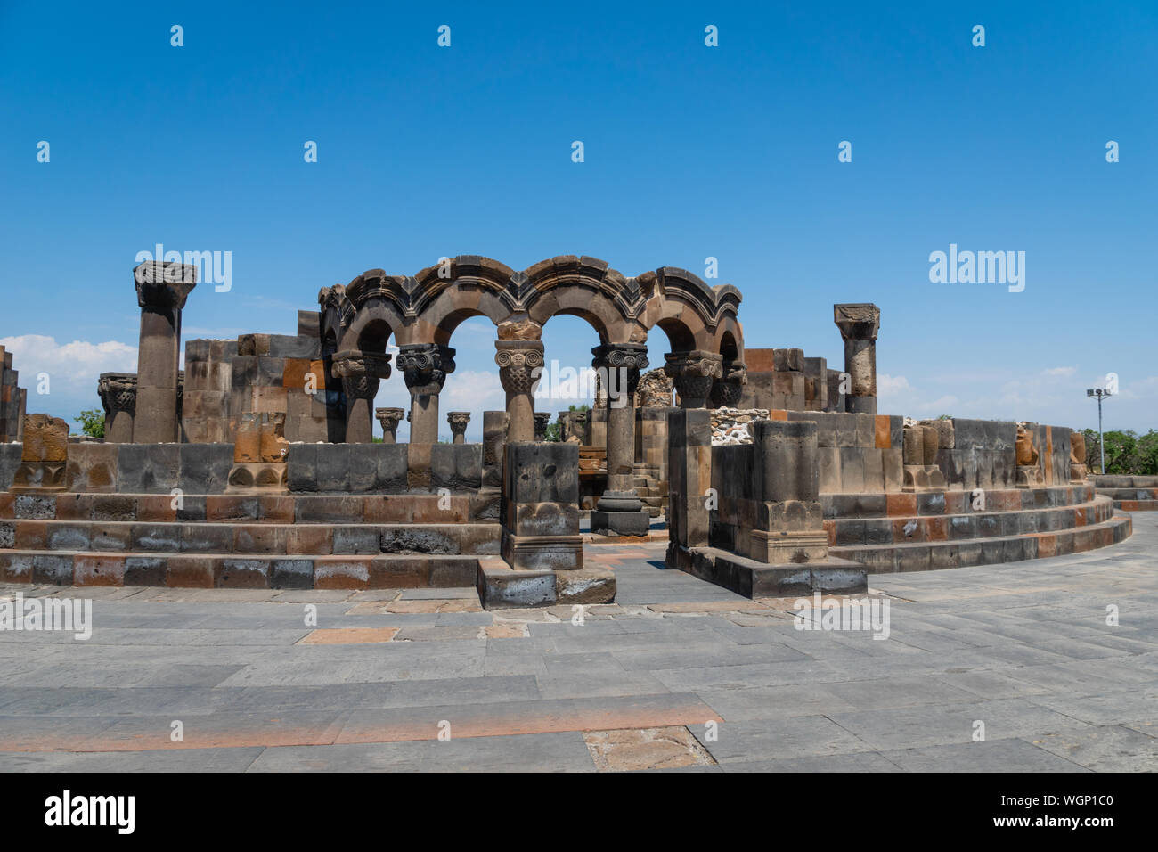Zvartnots Cathedral ruin near Yerevan, Armenia. Zvartnots Cathedral is ...