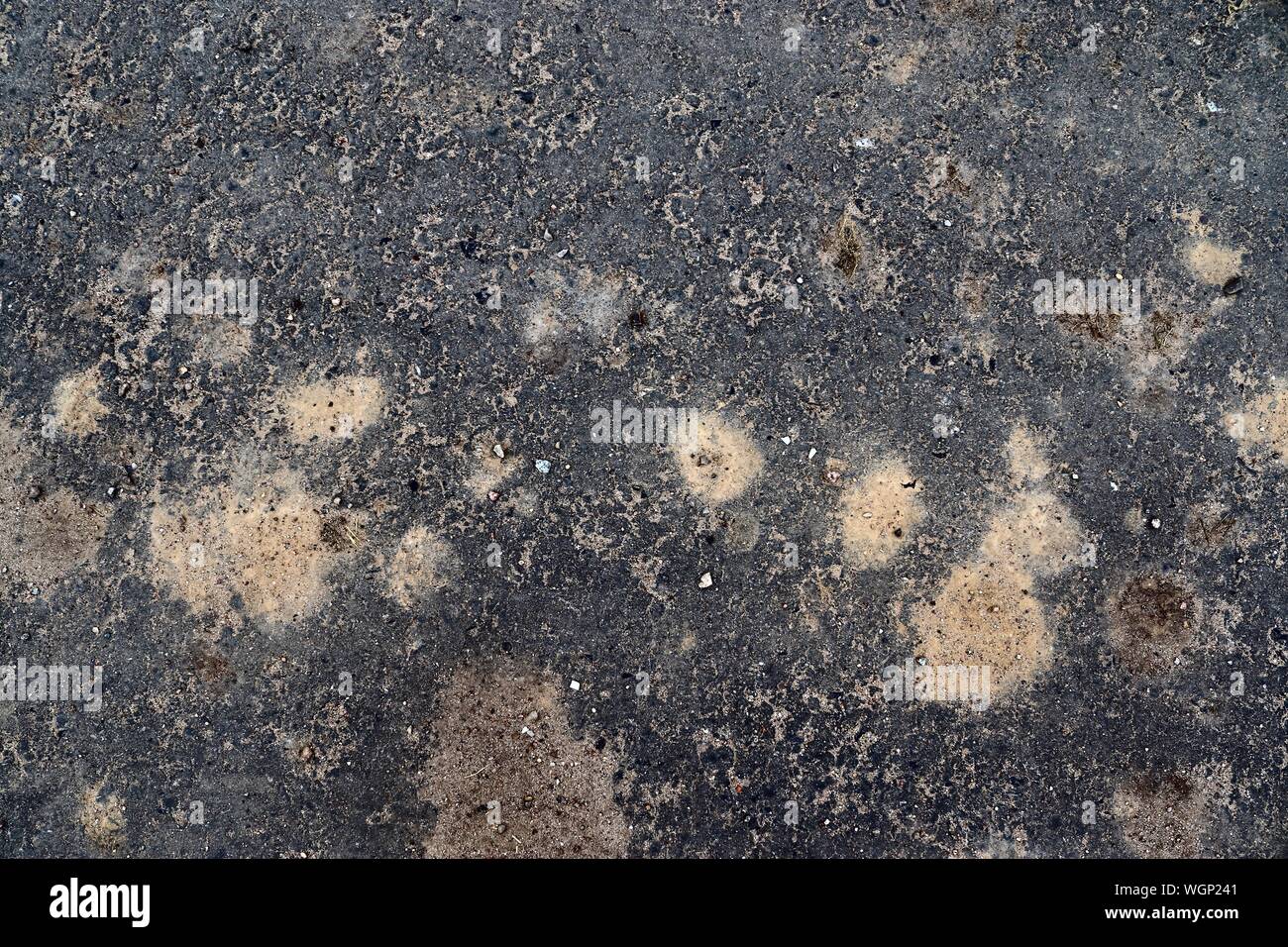 Detailed close up view on asphalt texture on different roads and ...