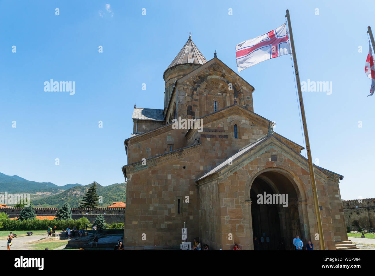 Mtskheta, Georgia - August 2019: Svetitskhoveli Cathedral of Mtskheta ...