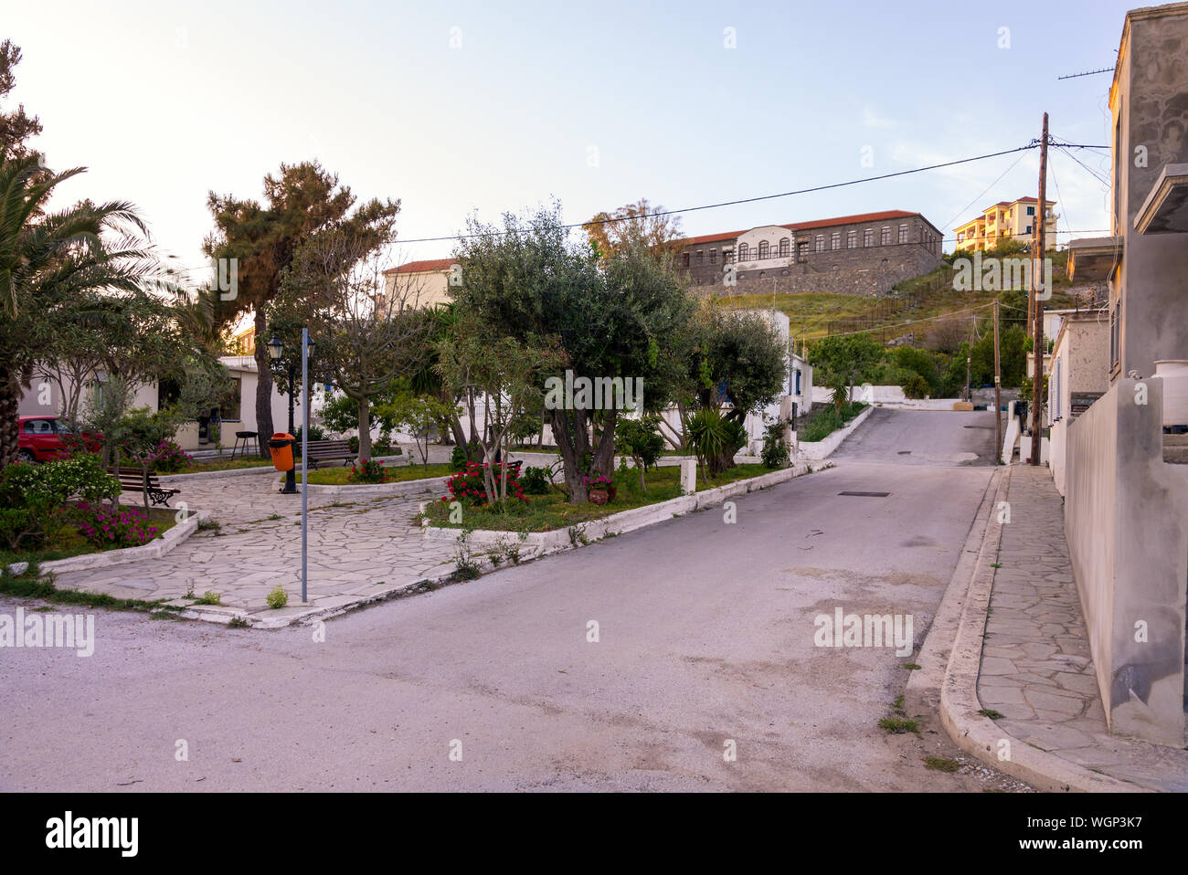 Architecture in the village of Agios Efstratios island, Greece Stock ...