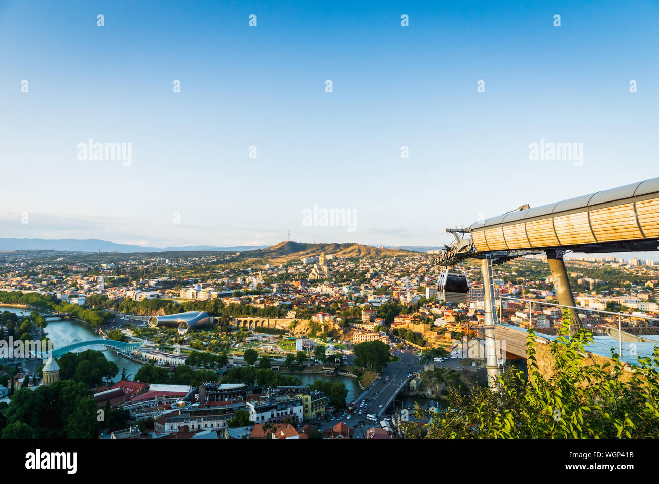 Tbilisi, Georgia - August 2019. Tbilisi downtown and old town aerial ...