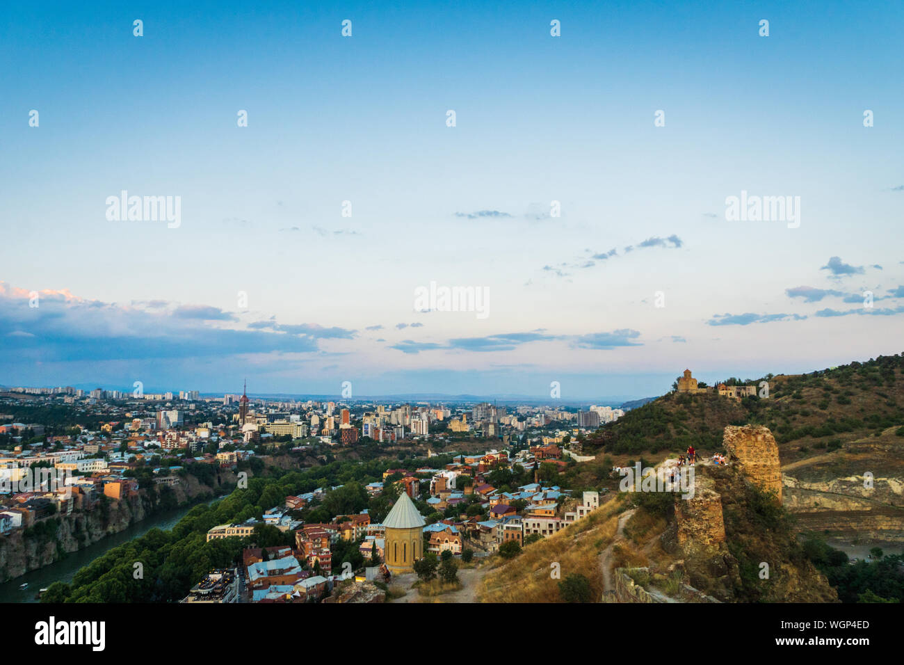 Tbilisi, Georgia - August 2019. Tbilisi downtown and old town aerial ...