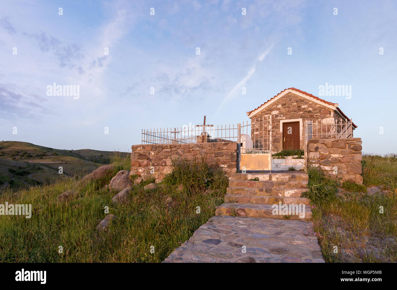The pretty little church of Saint Minas in Agios Efstratios island ...