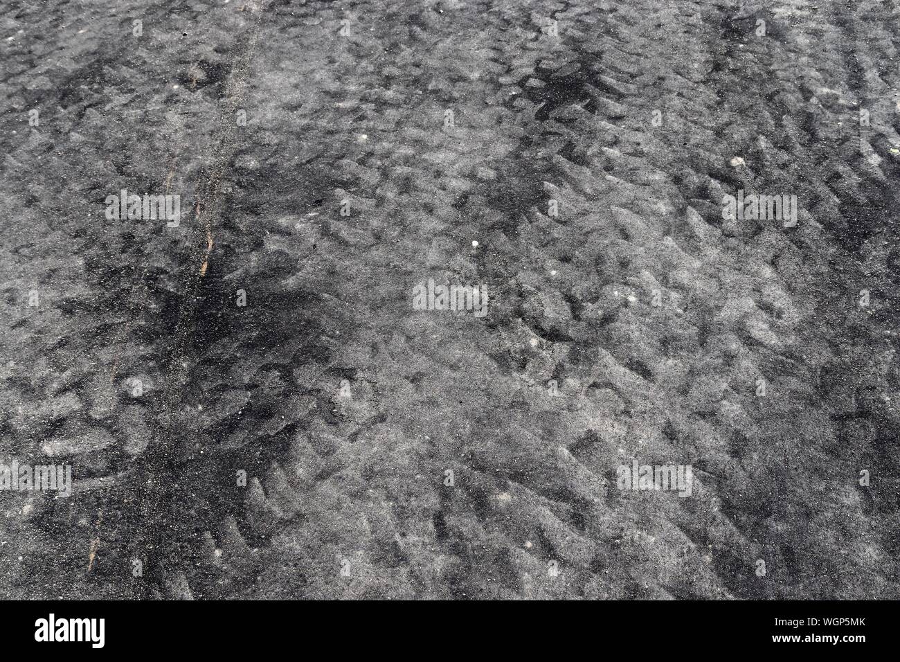 Detailed close up view on asphalt texture on different roads and ...