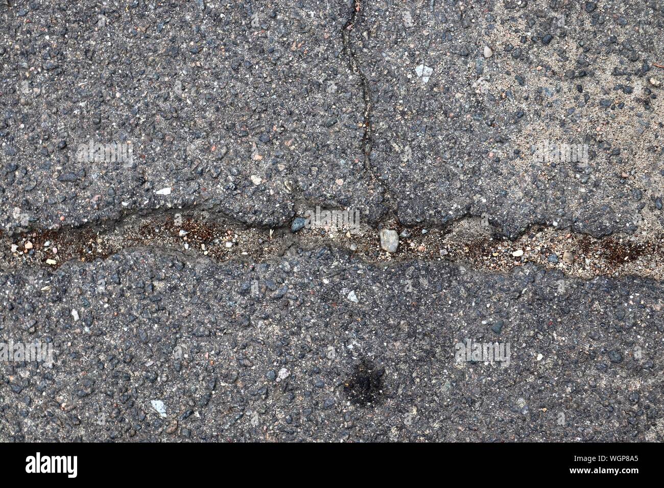 Detailed close up view on asphalt texture on different roads and ...