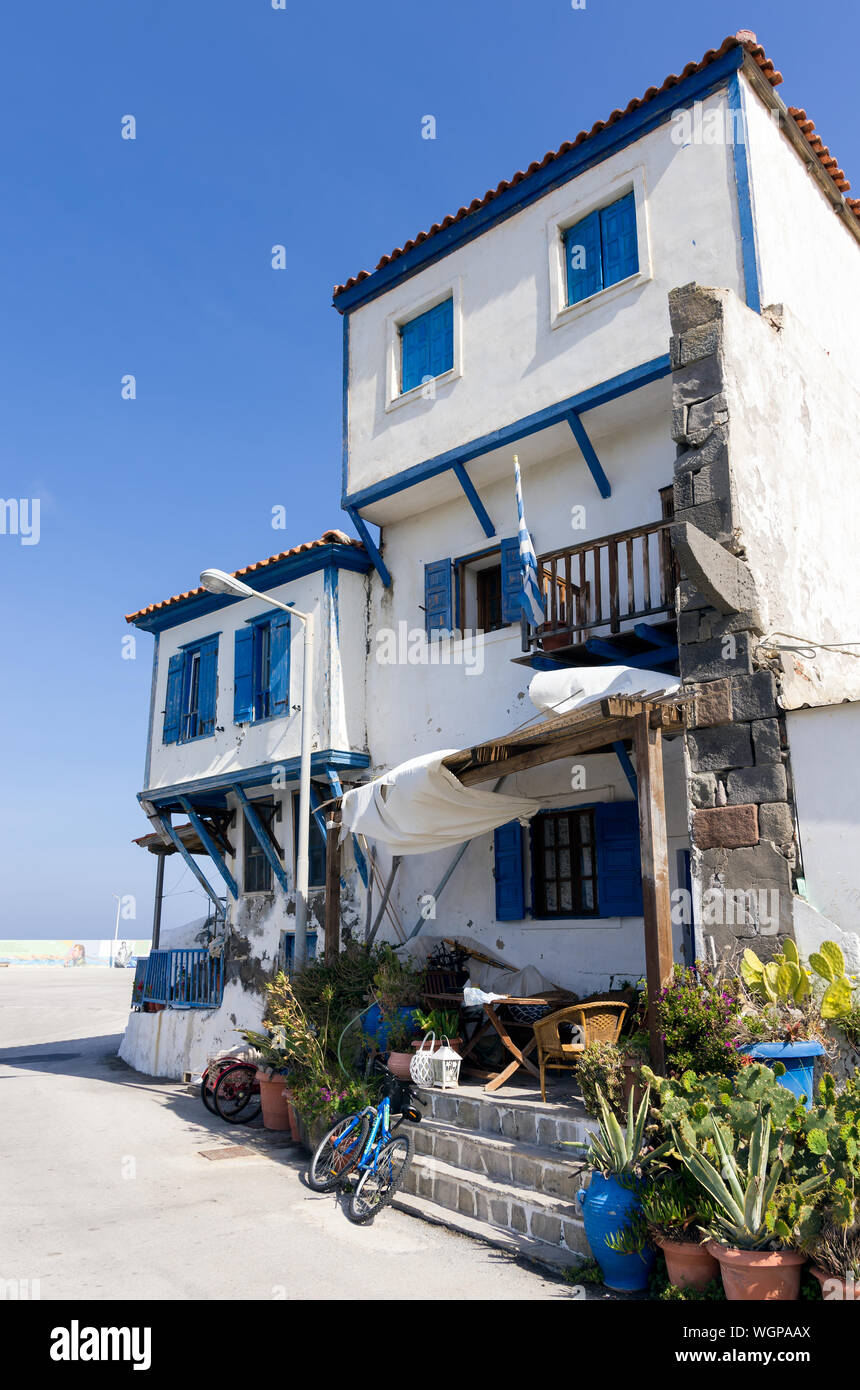 Architecture in the village of Agios Efstratios island, Greece Stock ...