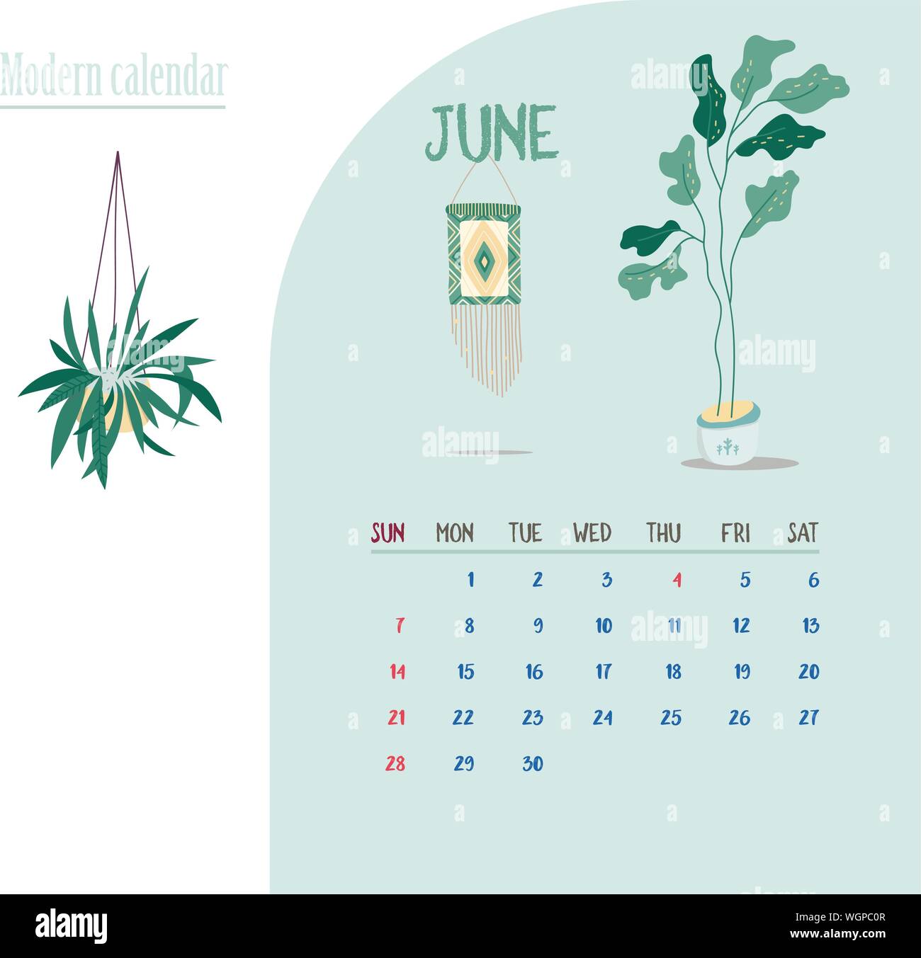 Monthly Calendar 2020. Cute printable creative template with beauty and ...