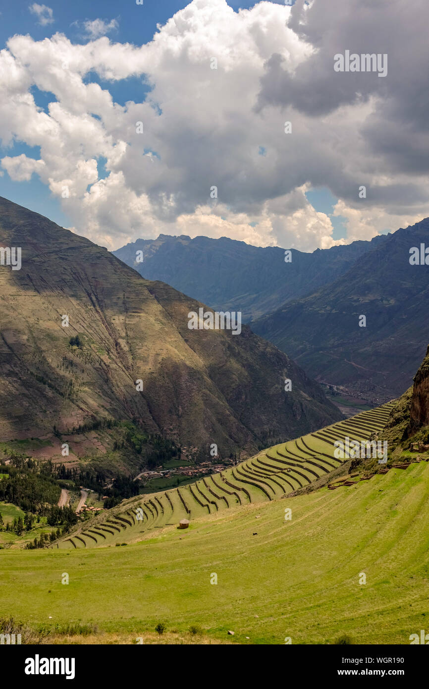 Incan Agriculture Terraces in The Ruins of Pisac City in Sacred Valley ...