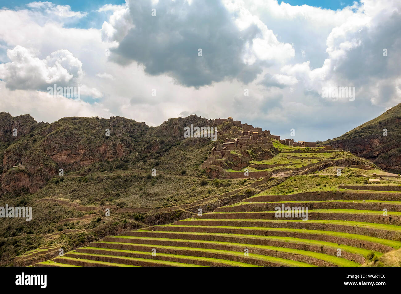 Incan Agriculture Terraces in The Ruins of Pisac City in Sacred Valley ...