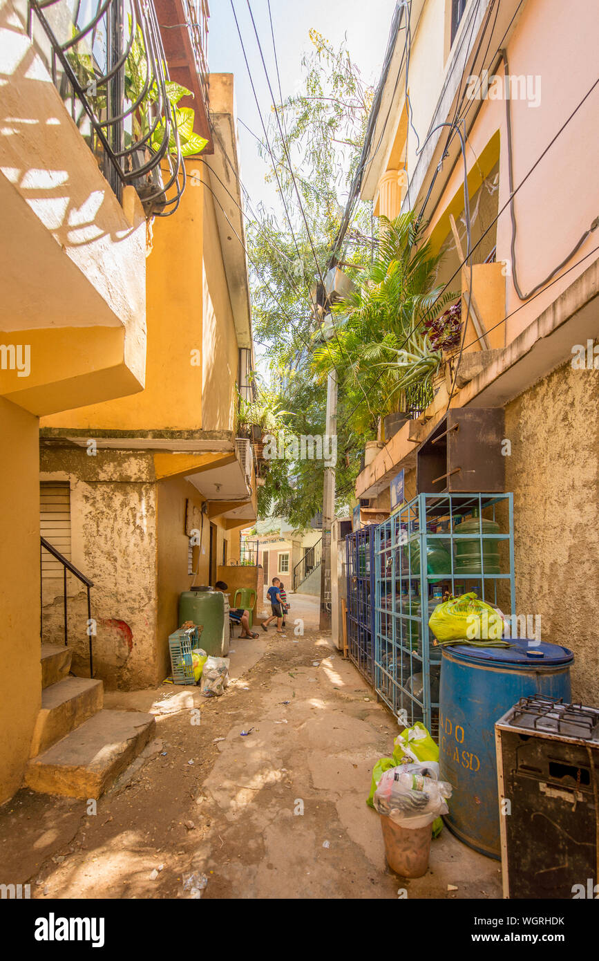 Corridor of Street Between Two Small Buildings Stock Photo - Alamy