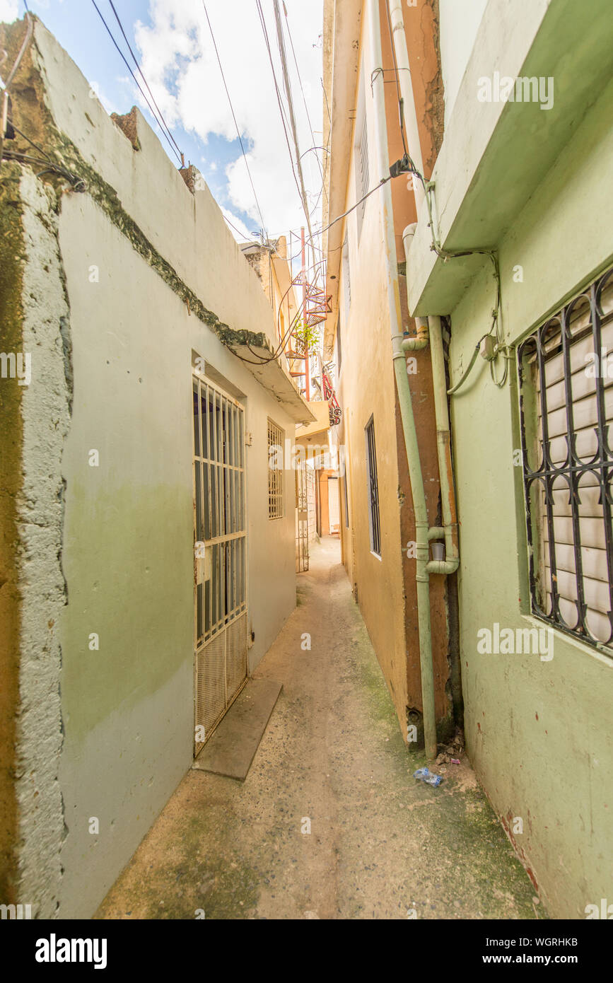 Corridor of Street Between Two Small Buildings Stock Photo - Alamy