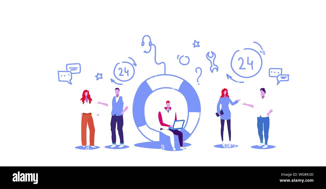 call center operators working together technical team support customer ...