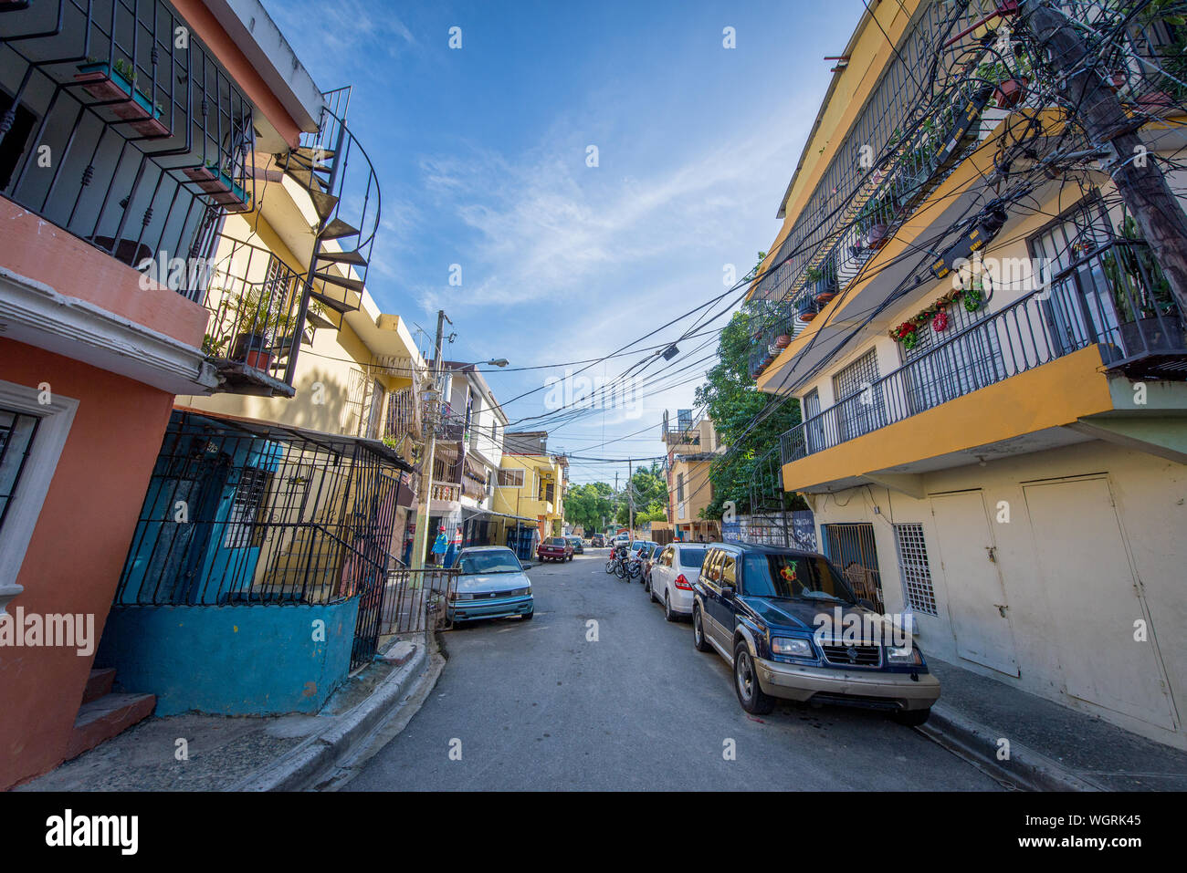 Neighborhood with Cars Parked on the Streets Stock Photo - Alamy