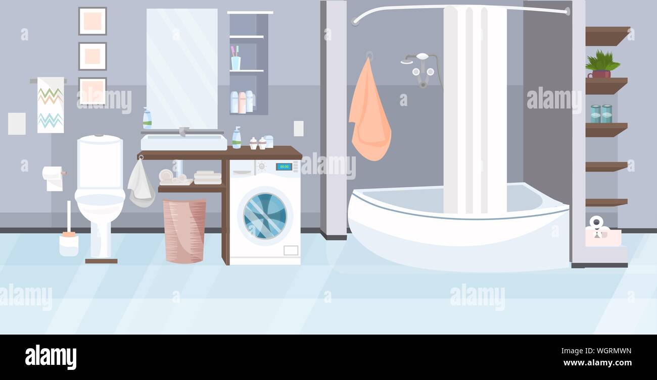 Bathroom interior no people toilet Stock Vector Images - Alamy