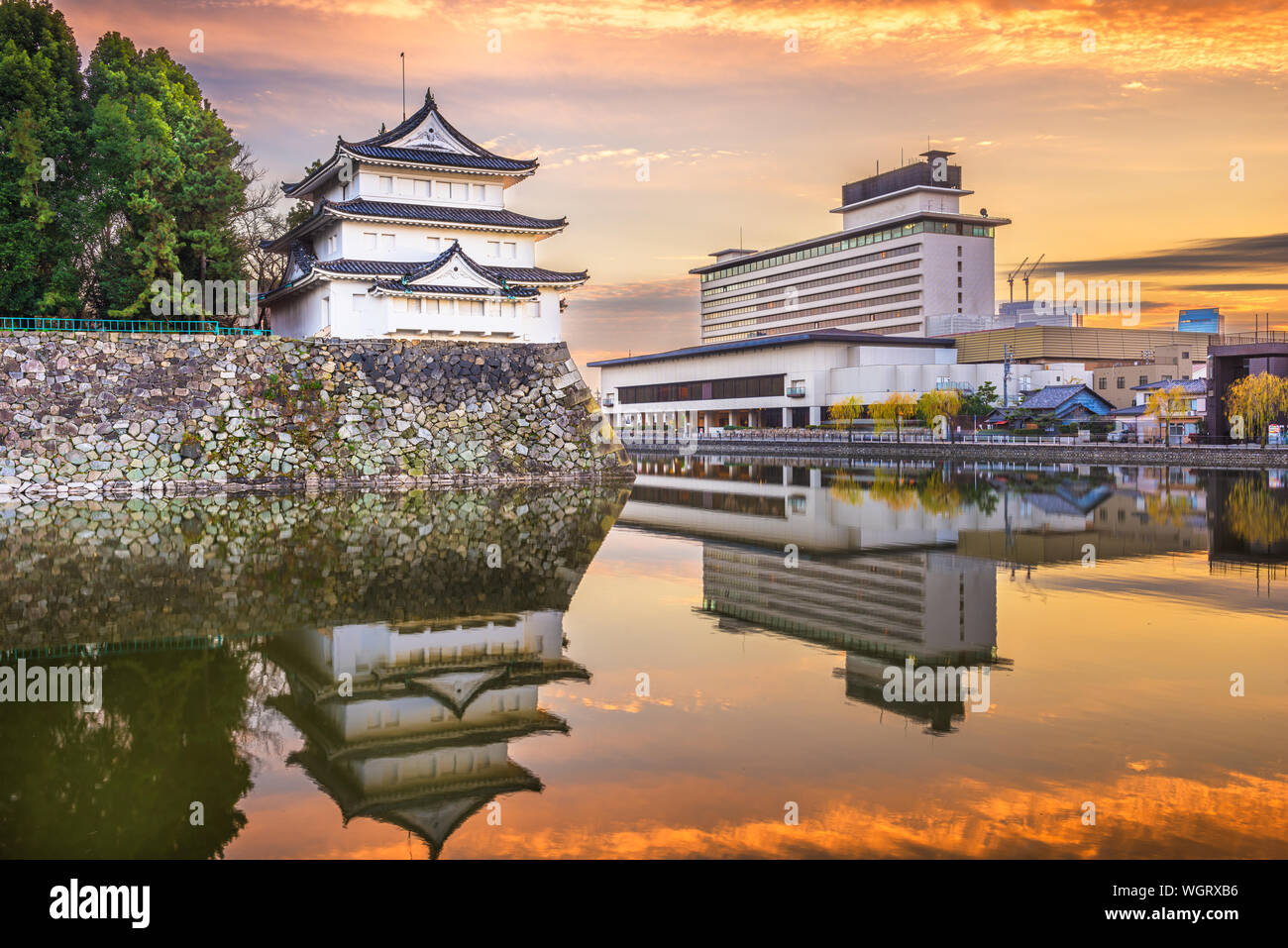 Nagoya, Japan castle moat at twilight Stock Photo - Alamy