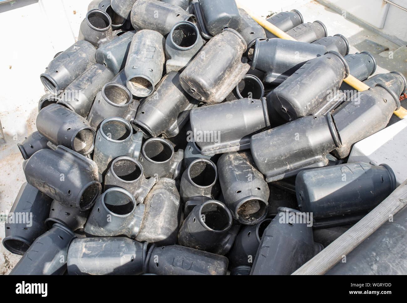 Plastic bottle traps used at octopus fishing. Cabanas de Tavira ...