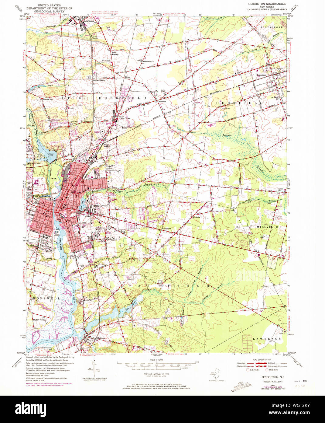 USGS TOPO Map New Jersey NJ Bridgeton 254185 1953 24000 Restoration ...