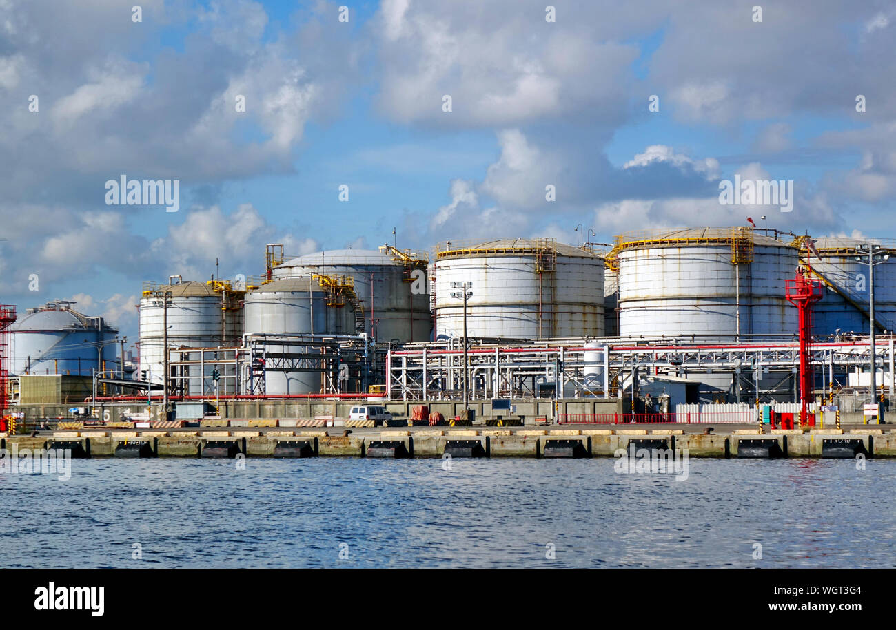 Large storage tanks for natural gas and other fuel Stock Photo - Alamy
