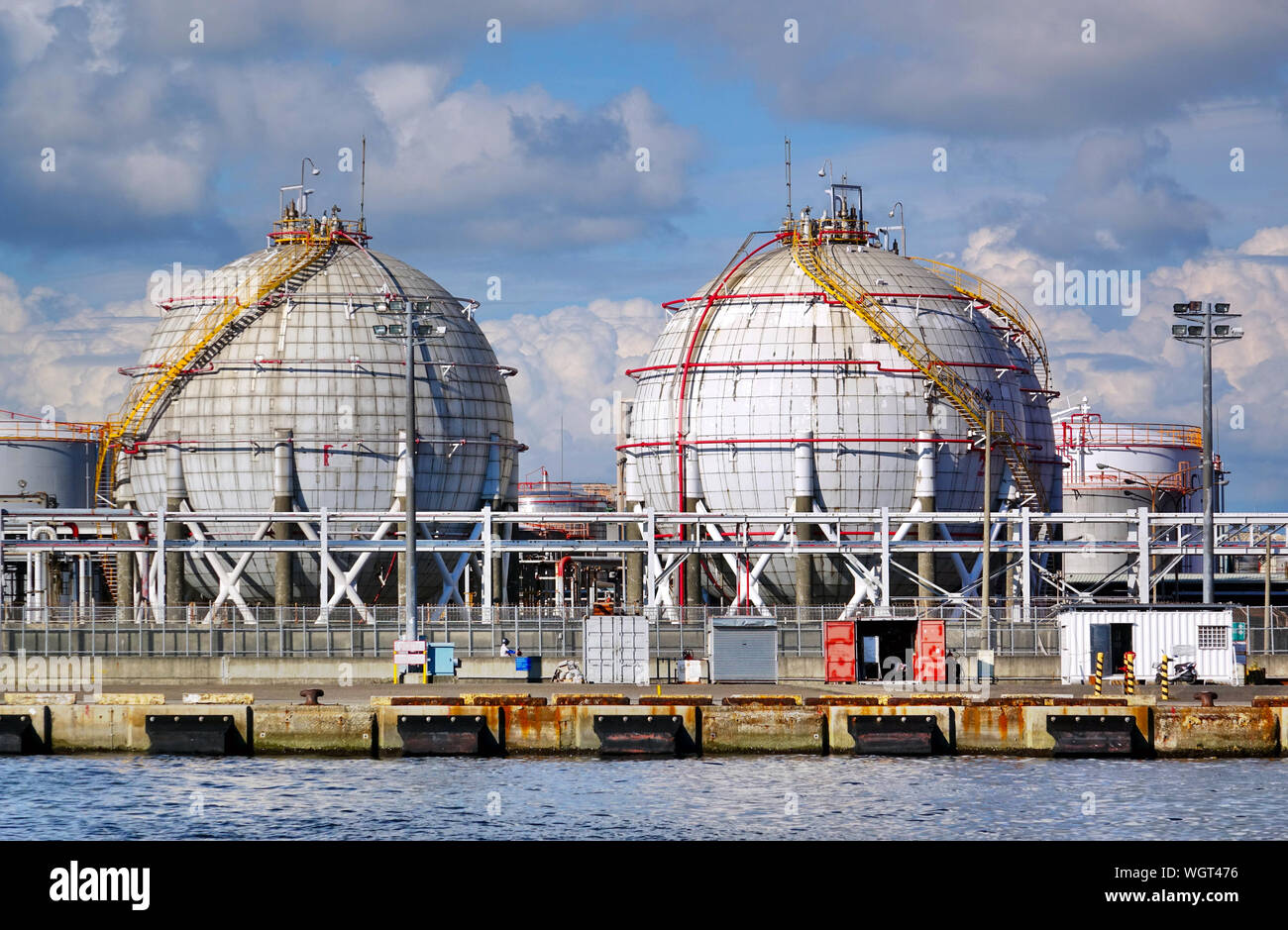 Large spherical storage tanks for natural gas and other fuel Stock ...