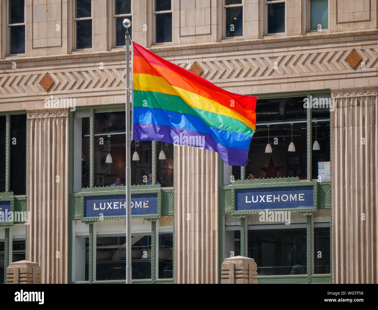 Rainbow flag, Merchandise Mart, Chicago, Illinois Stock Photo - Alamy