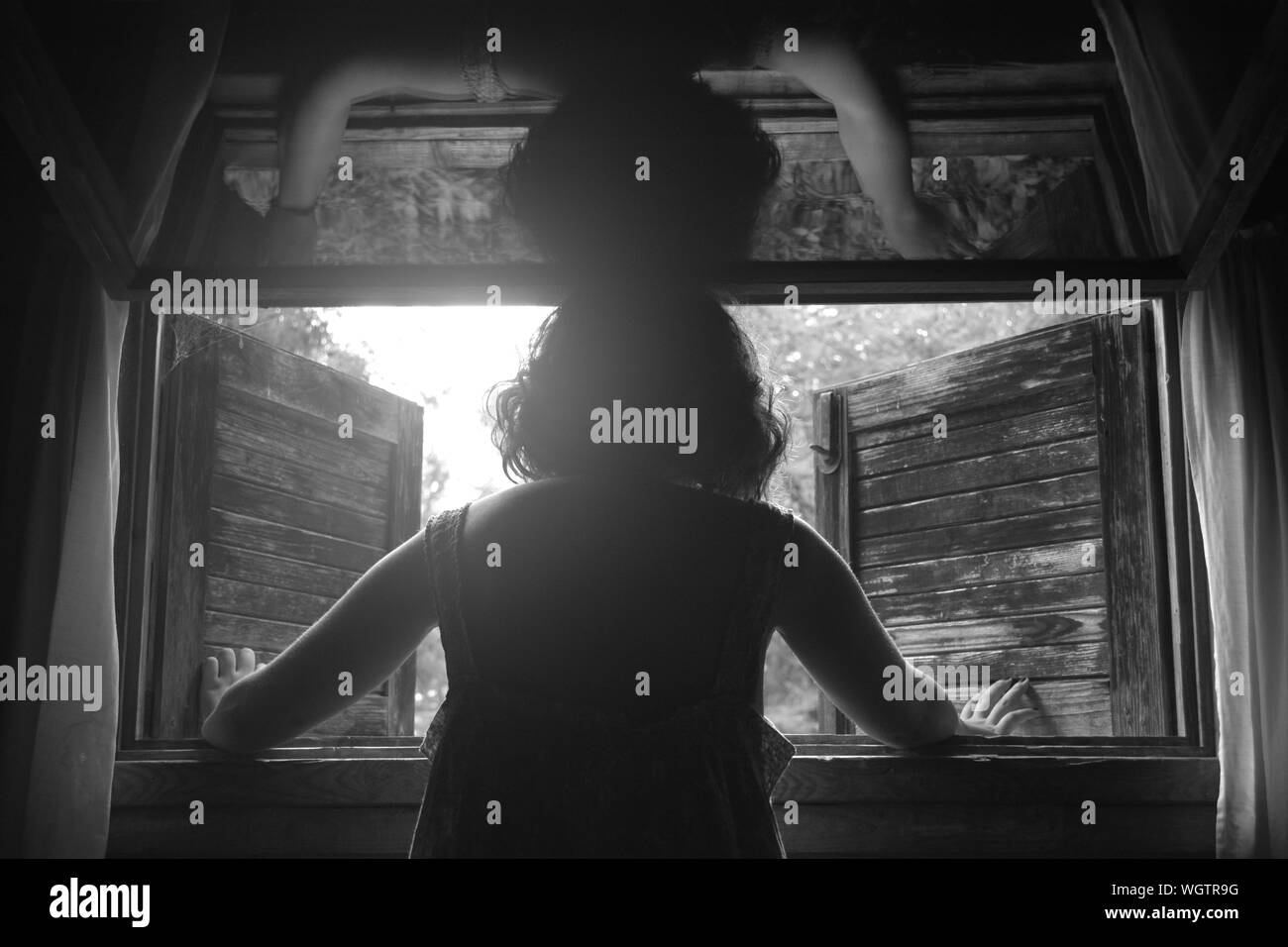 Opening rear window Black and White Stock Photos & Images - Alamy