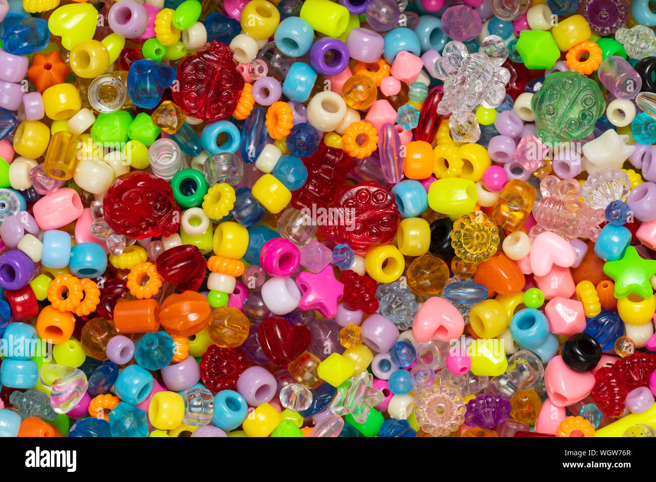 A collection of bright and colorful children beads texture background ...
