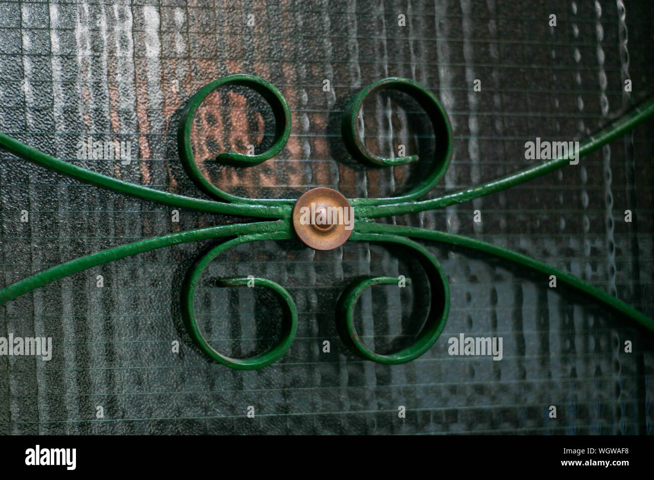 Green Metallic Patterned Railing Stock Photo - Alamy