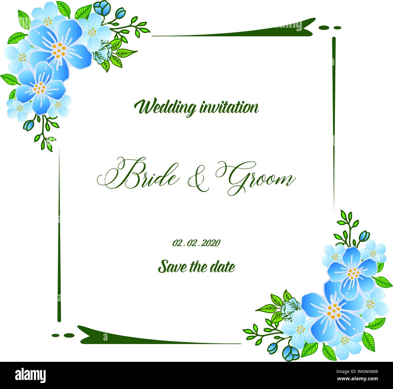 Wedding design template for greeting card bride and groom, with nature ...