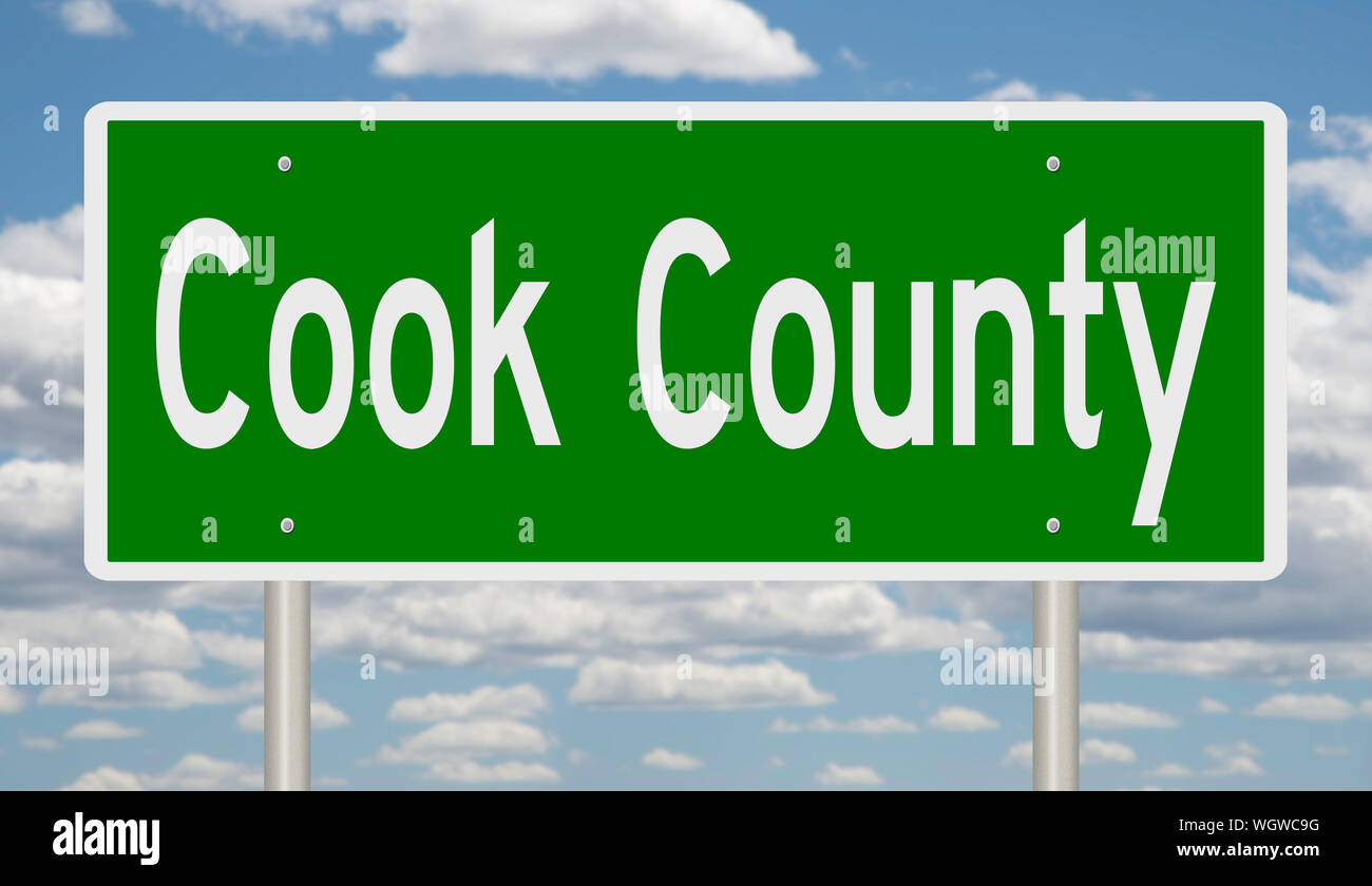 Rendering of a green highway sign for Cook County Stock Photo - Alamy