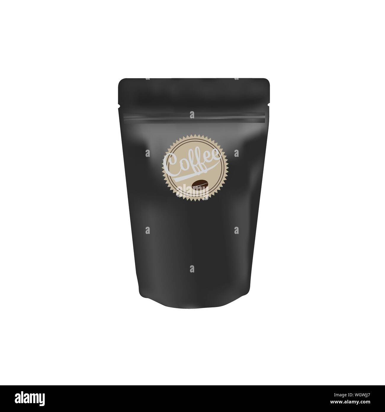 Matte black coffee bean ziplock bag stand up on white background Stock ...