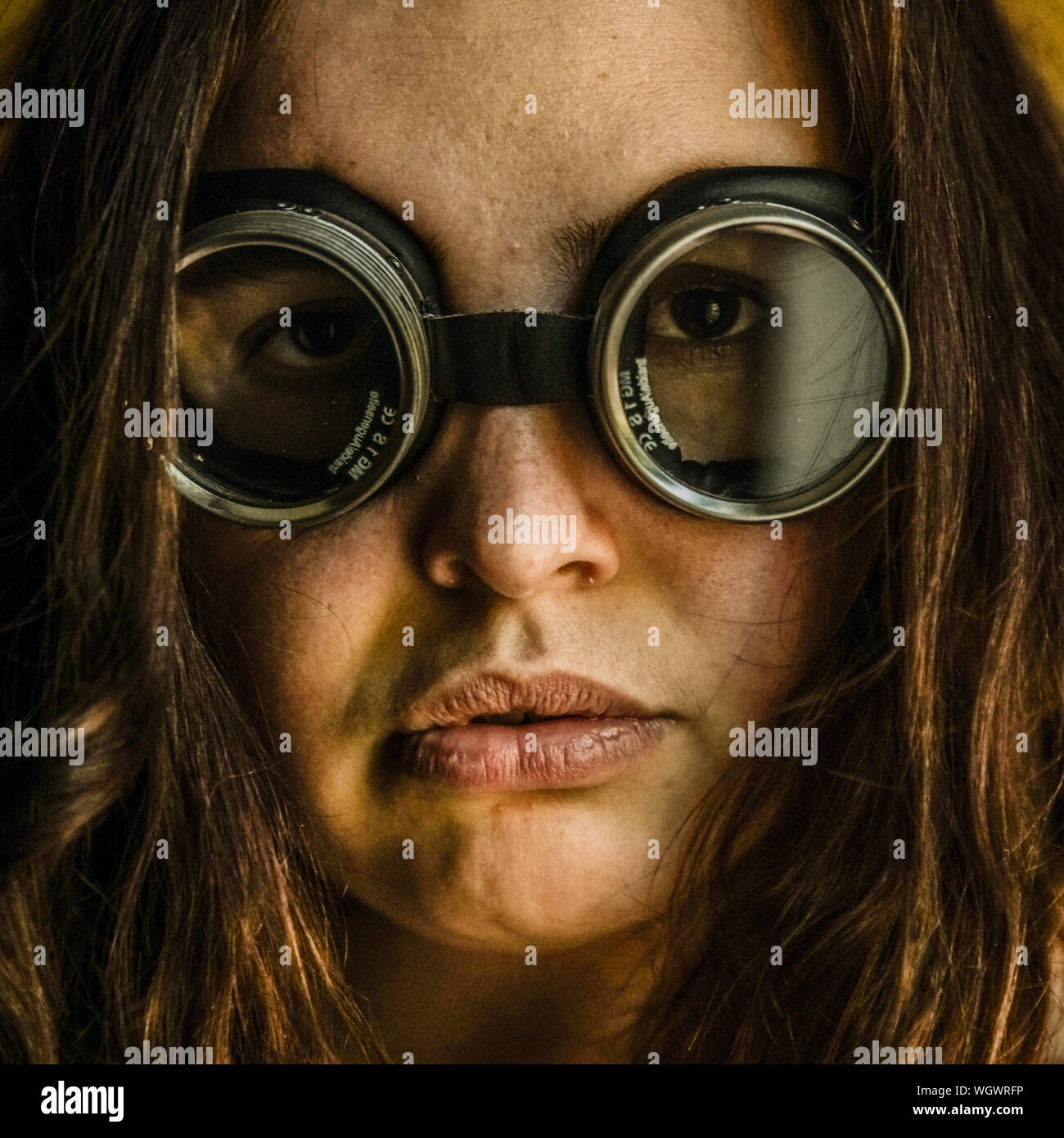 portrait of young adult woman in goggles Stock Photo - Alamy