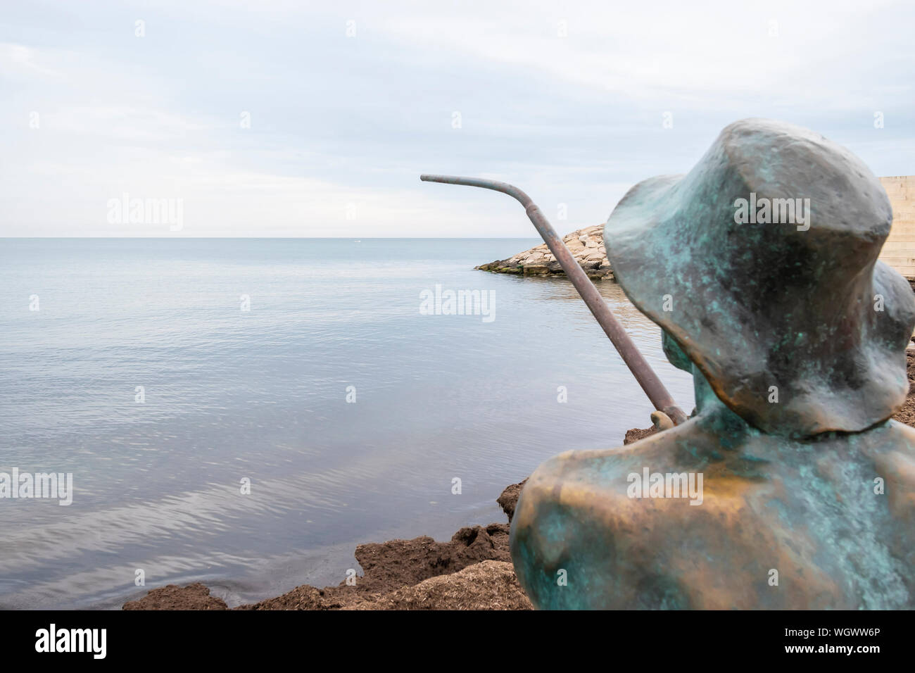 Durres, Albania - May 2019: Fisherman sculpture at Vollga Waterfront ...