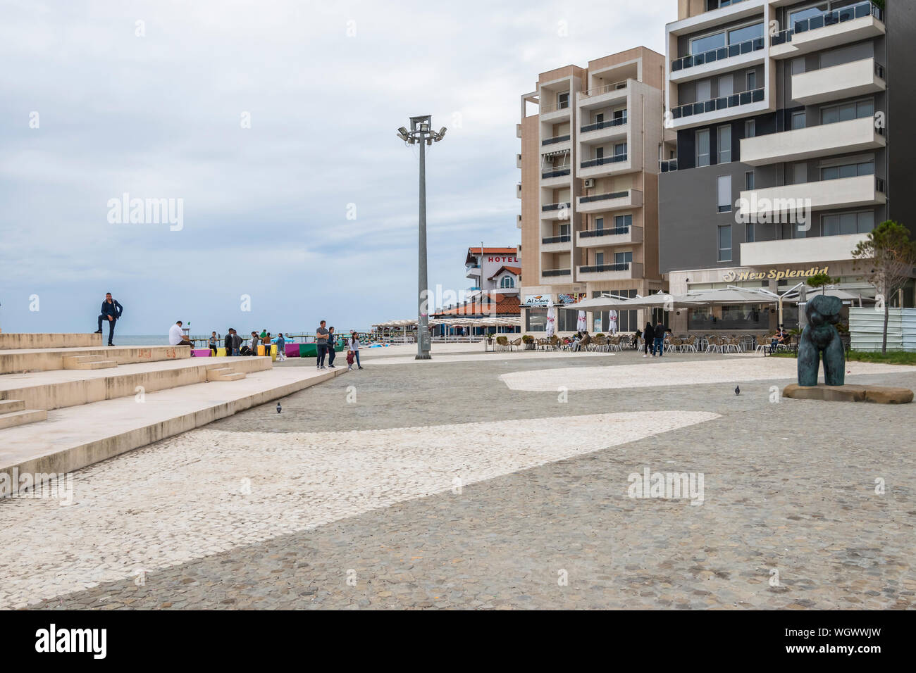 Durres, Albania - May 2019: View of Vollga Waterfront Promenade Stock ...