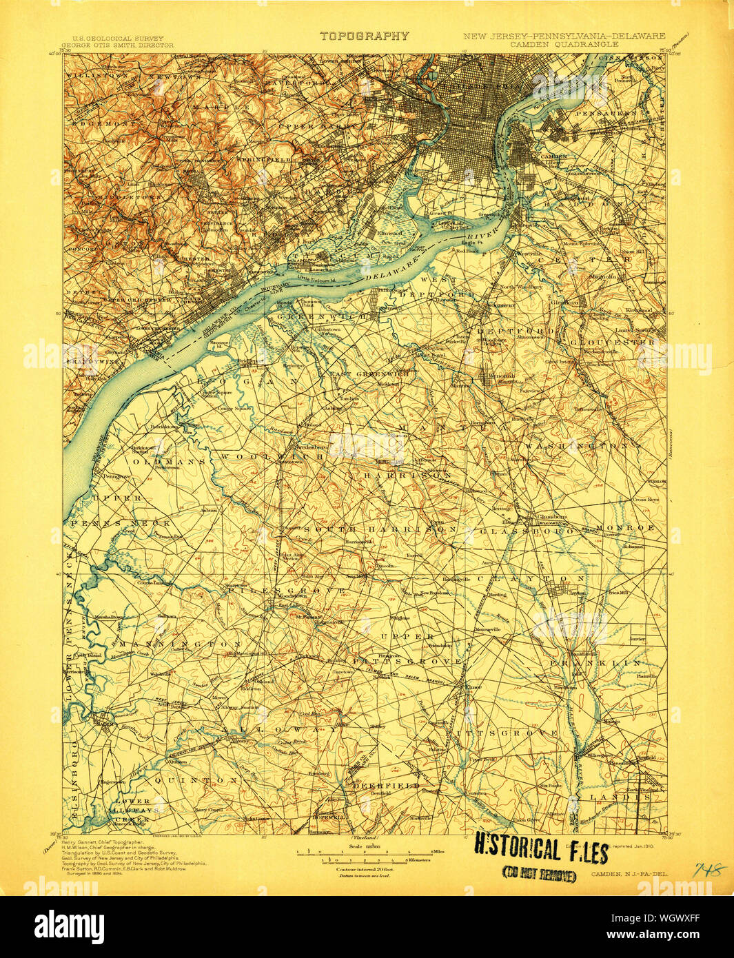 USGS TOPO Map New Jersey NJ Camden 255436 1901 125000 Restoration Stock ...