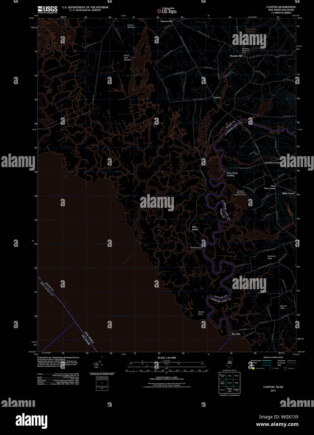 USGS TOPO Map New Jersey NJ Canton 20110502 TM Inverted Restoration ...