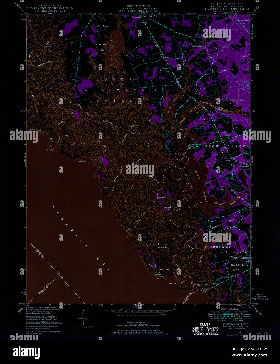 USGS TOPO Map New Jersey NJ Canton 254244 1948 24000 Inverted ...