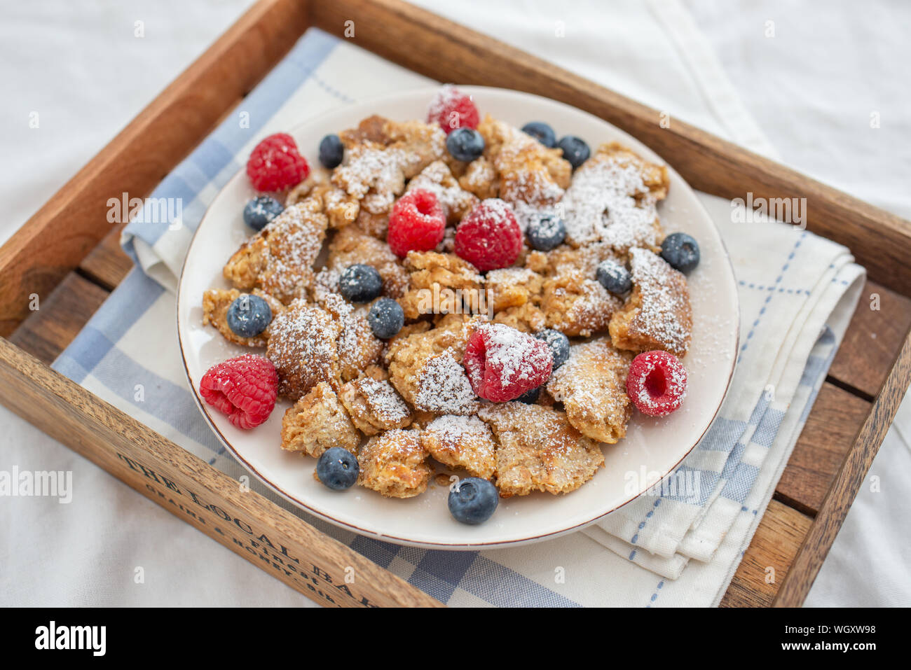 Kaiserschmarrn traditional austrian pancake dessert with fresh fruit hi ...