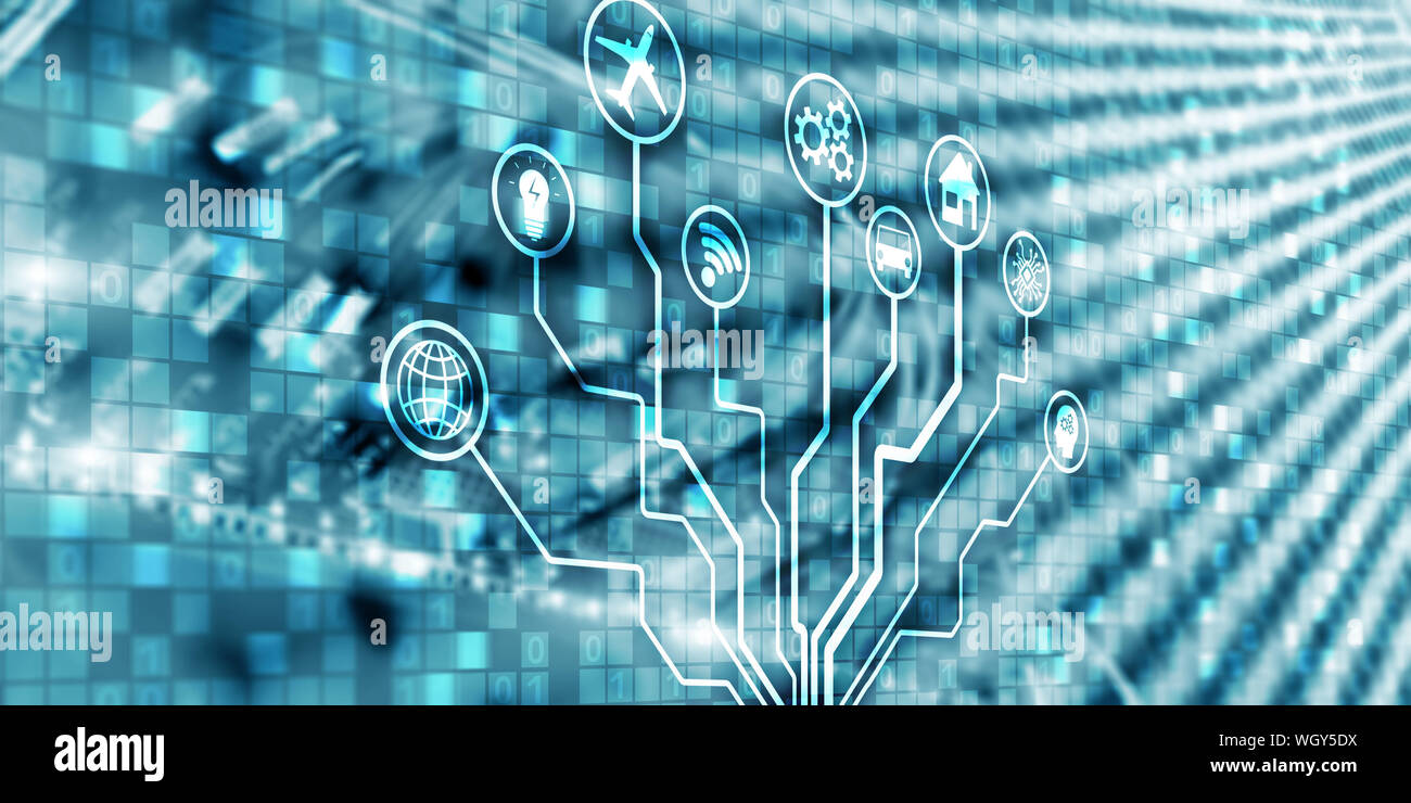 IOT. DIgitalization, Digital disruption background matrix information ...