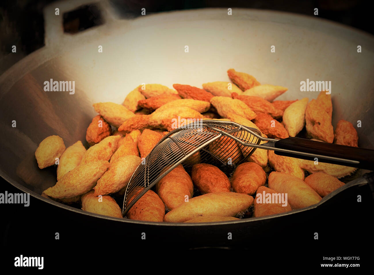 Close-up Of Food Cooking In Metal Container Stock Photo - Alamy