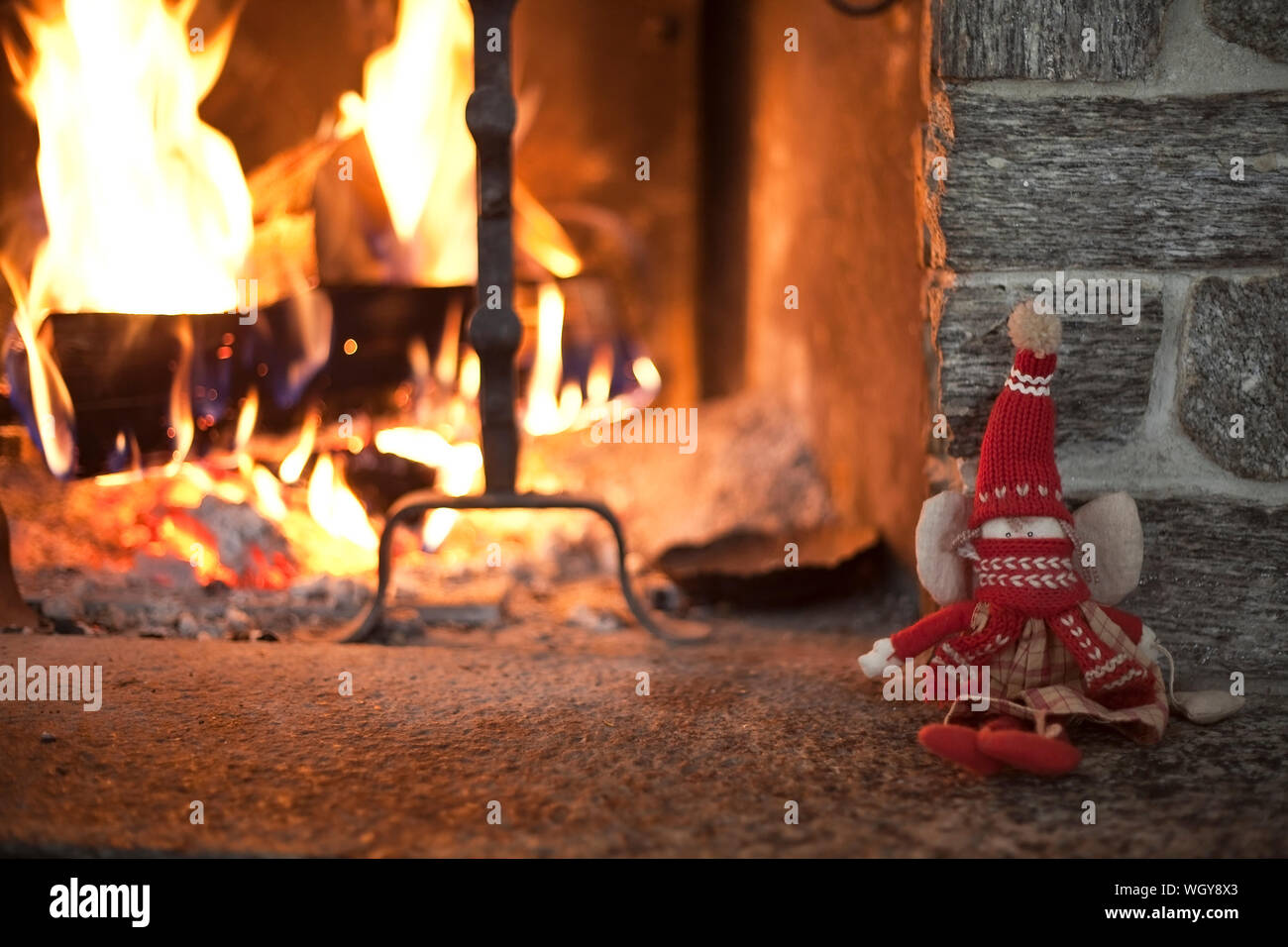 Puppet Against Wall With Fire Burning In Background Stock Photo - Alamy