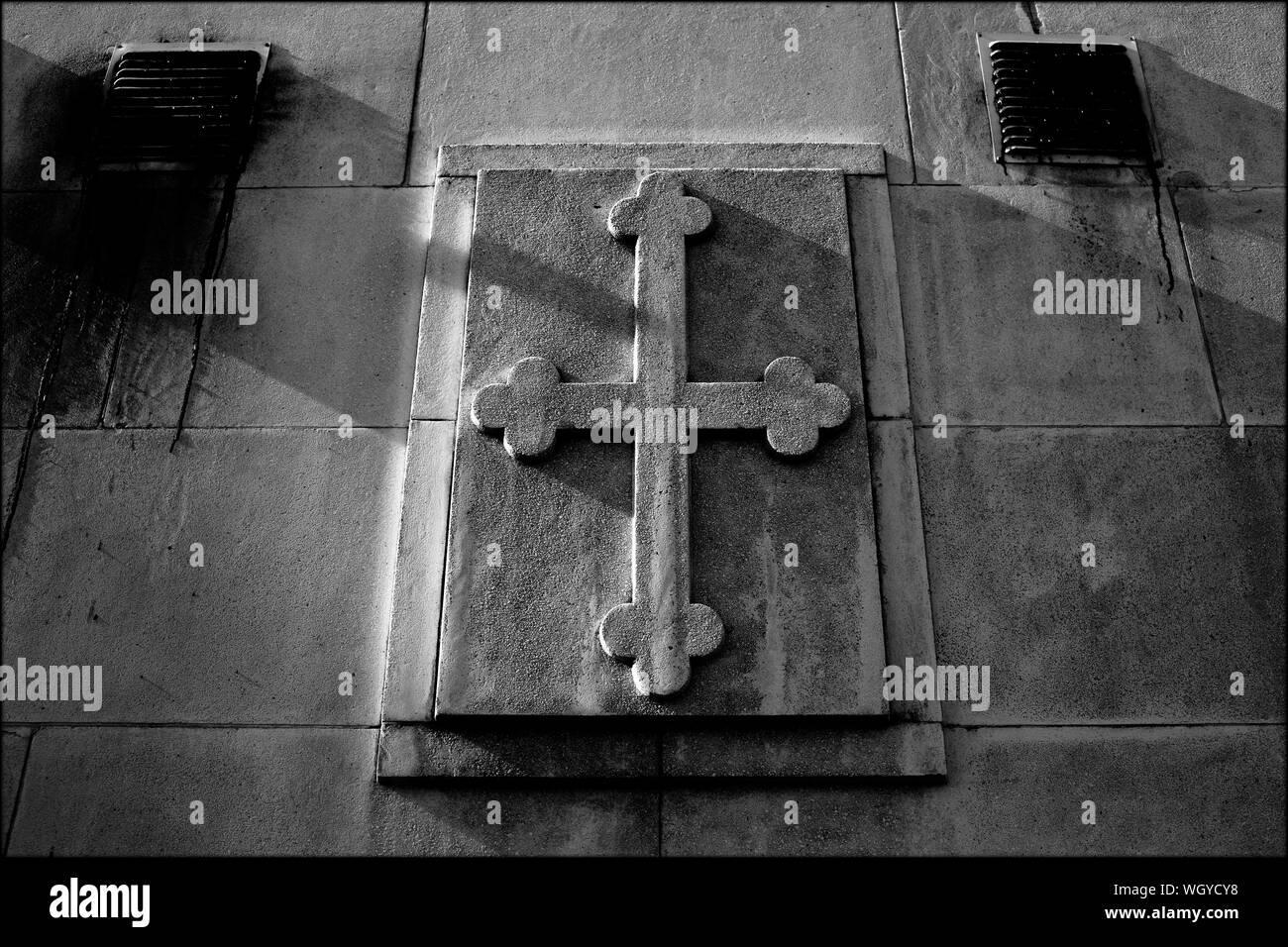 Christianity cross on building Black and White Stock Photos & Images ...