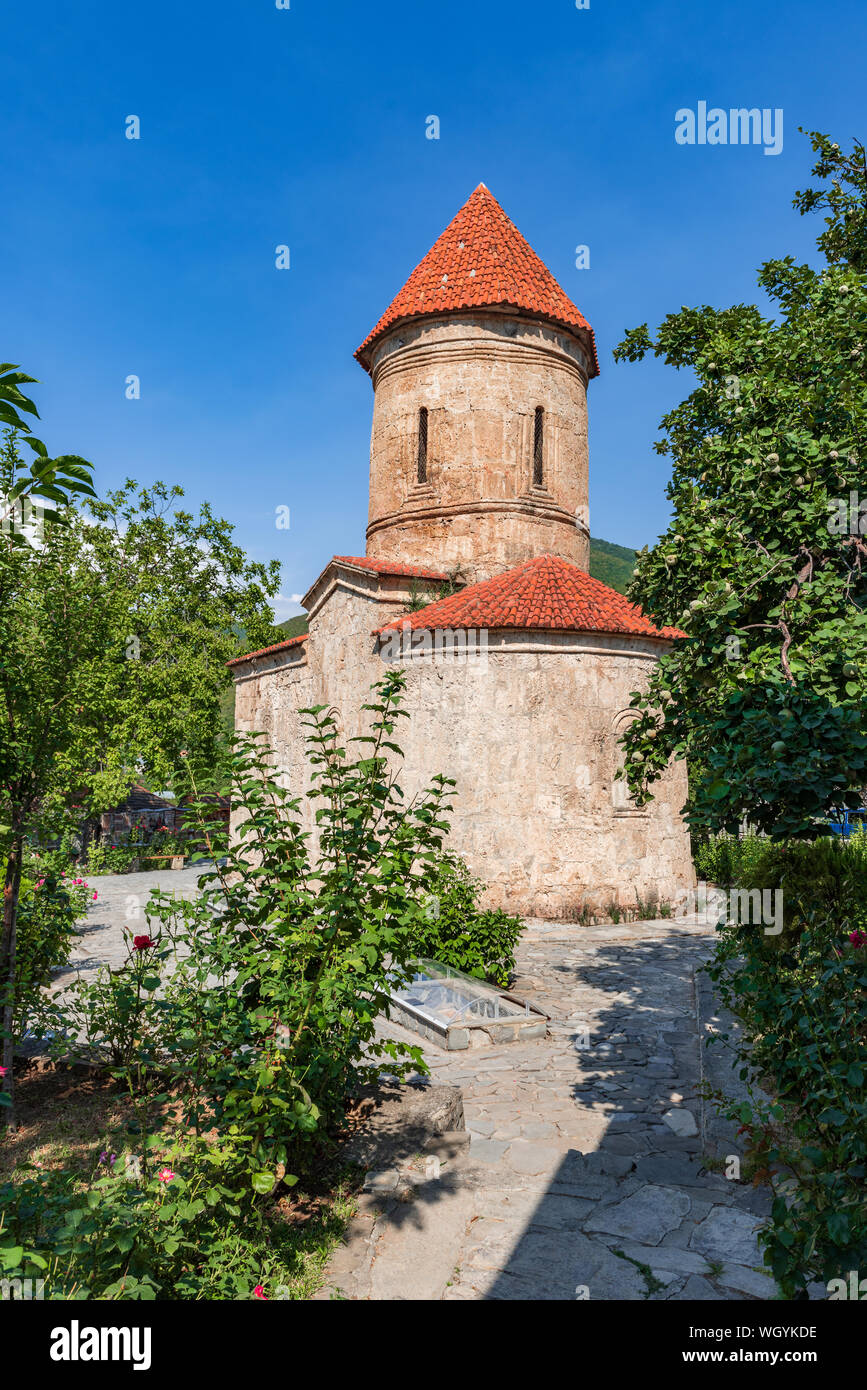 Ancient Albanian church in the Kish village, the city of Sheki Stock ...